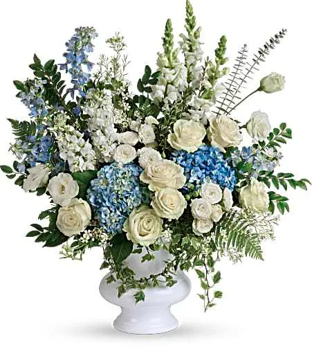 Treasured & Beloved | Blue & White Sympathy Bouquet